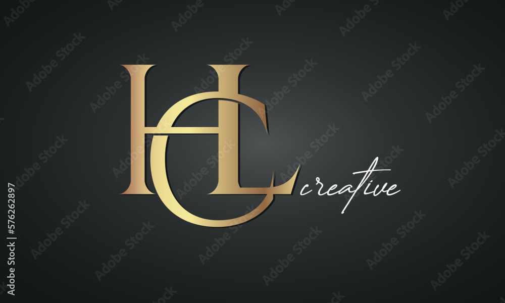 luxury letters HCL golden logo icon premium monogram, creative royal ...