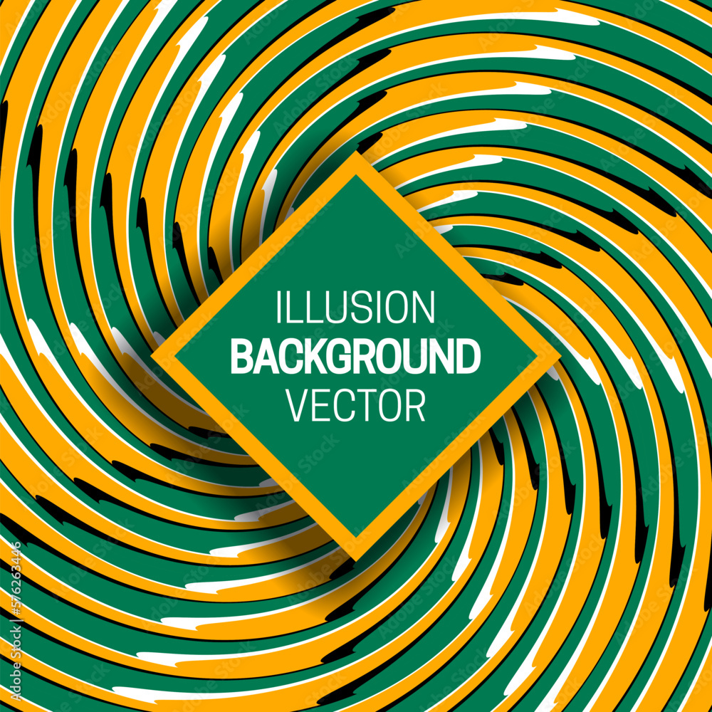 Square frame on green orange optical illusion hypnotic background in ...