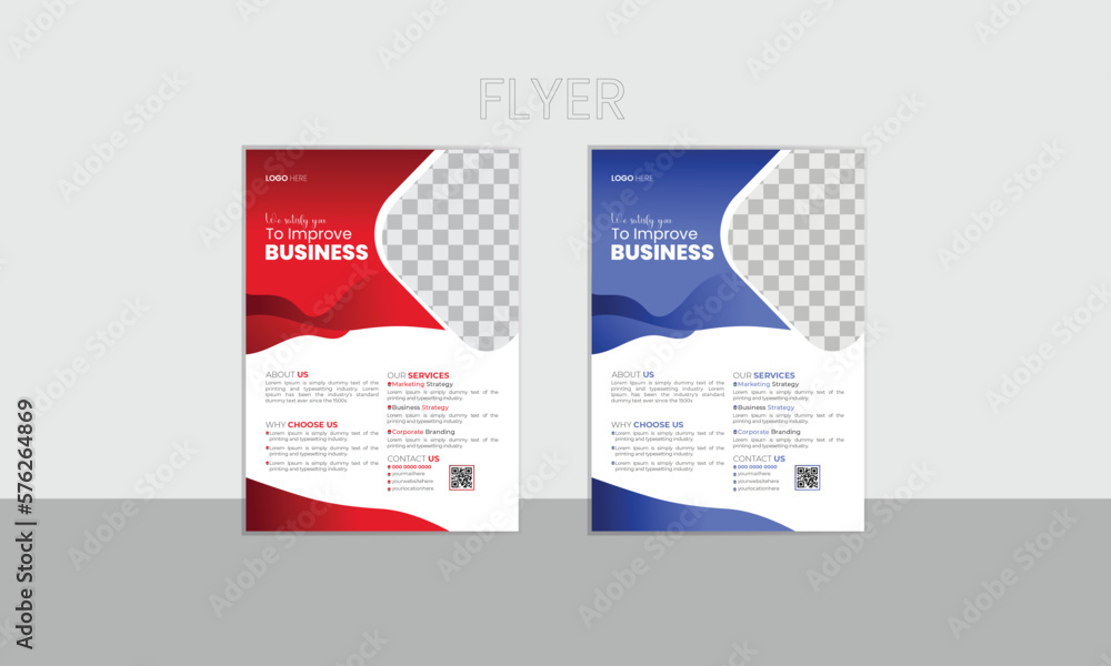 Business Flyer Template by Organic shape in vector with blue color ...