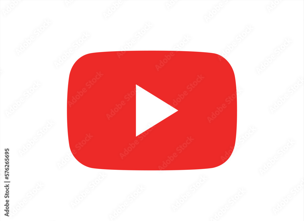 Red YouTube play button, YouTube video and music icon. A triangle ...
