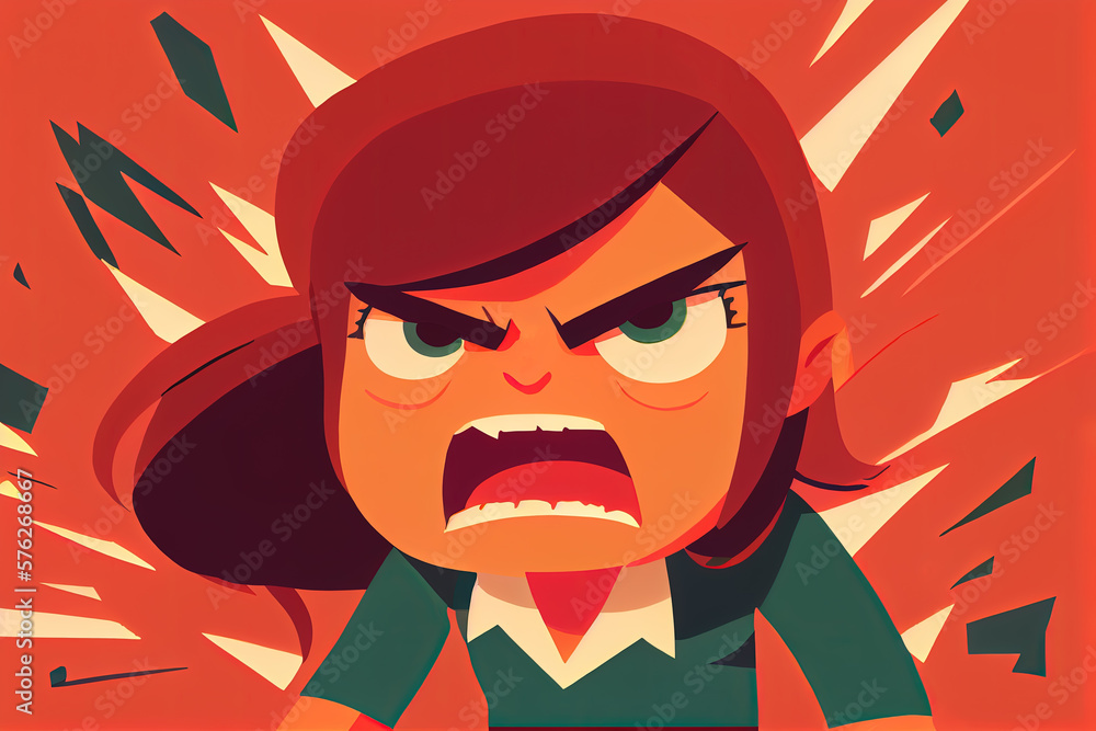 Angry woman screaming, concept for human emotions such as rage, hate ...