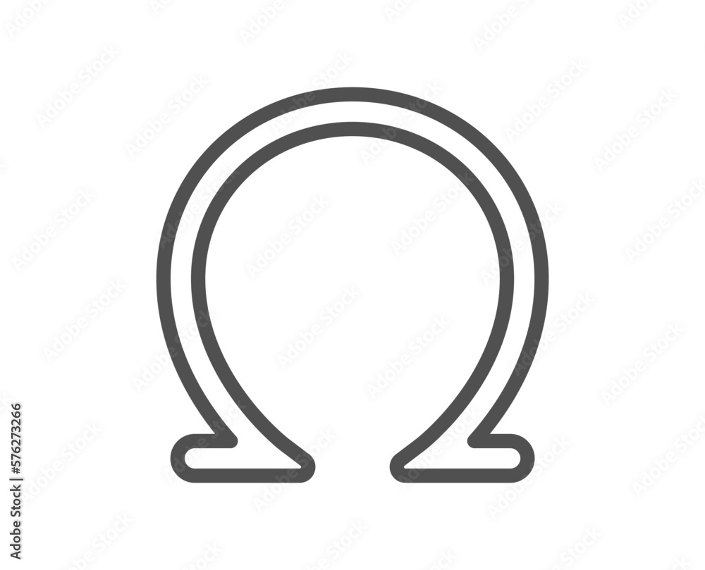 Omega line icon. Last Greek letter sign. Ohm electrical resistance ...