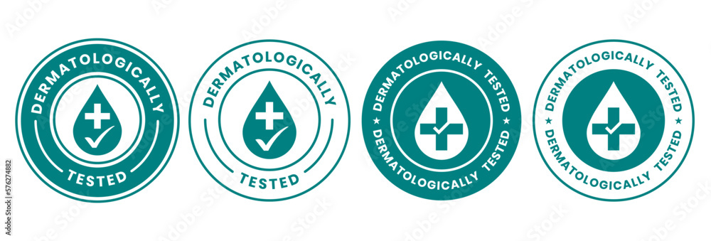 Vecteur Stock Set dermatologically tested vector label with water drop ...