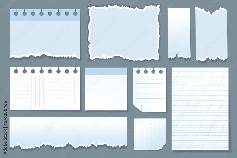 Torn paper set graphic elements in flat design. Bundle of different ...