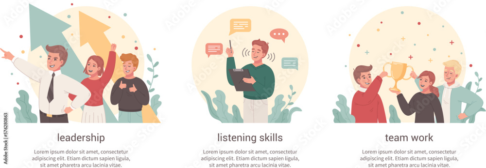 Communication Flat Cartoon Compositions Stock Vector | Adobe Stock