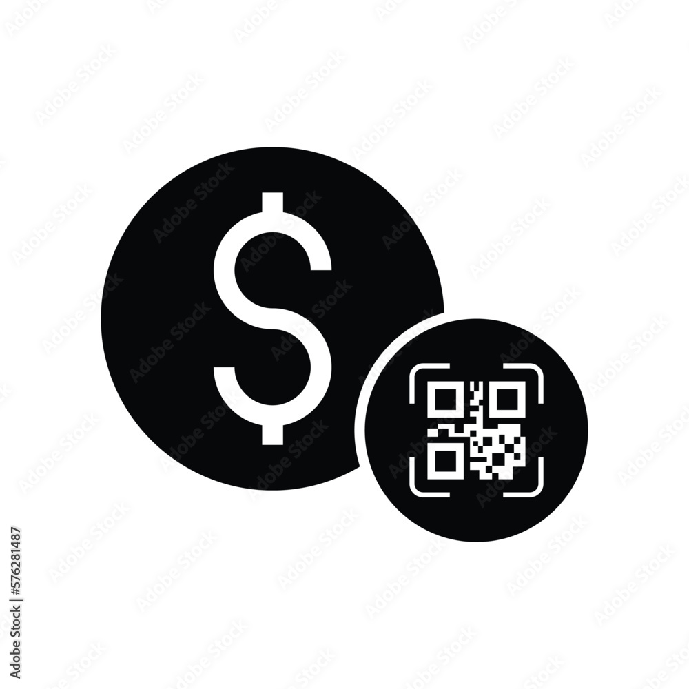 QR Code payment icon design. Scan qr code icon, payment hand with phone ...