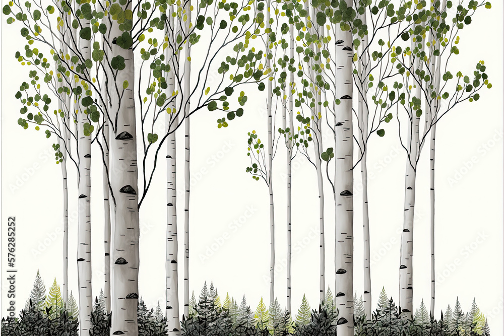 Birch Trees Illustration