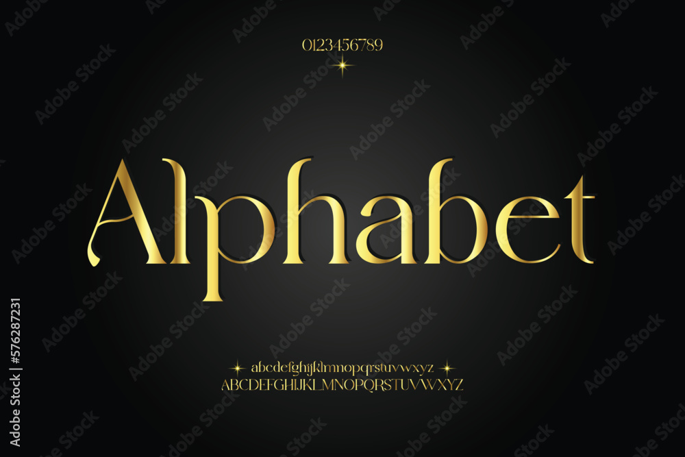 Vetor do Stock: Alphabet elegant golden alphabet letters font set ...