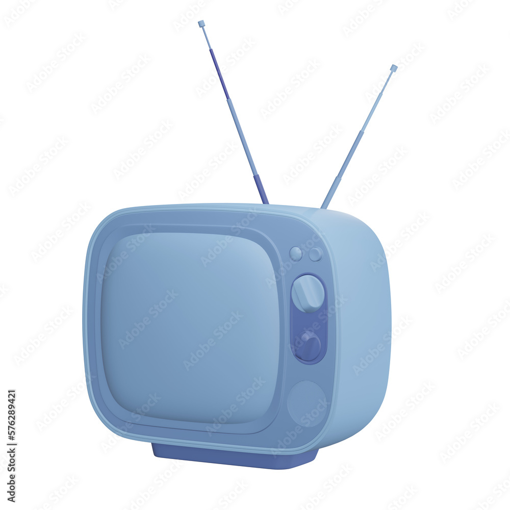 TV object blue Vintage Television Cartoon style isolate on transparent ...