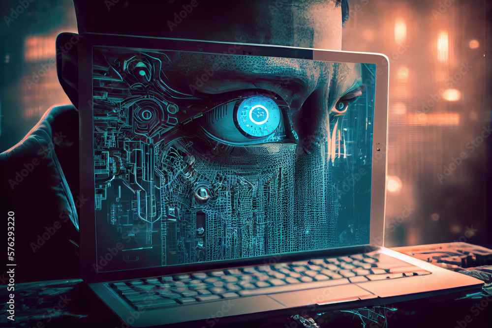 Artificial Intelligence spying on humans - Generative AI illustration Stock Illustration | Adobe ...