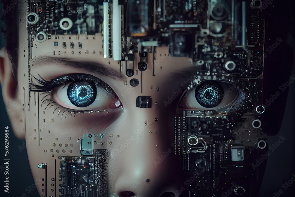 Artificial Intelligence spying on humans - Generative AI illustration Stock Illustration | Adobe ...