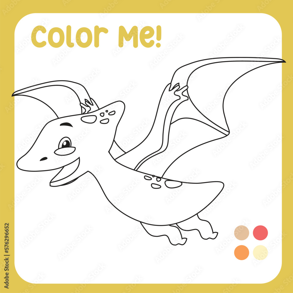 Colour me: Pterodactyl the dino coloring Page Illustration. colouring ...