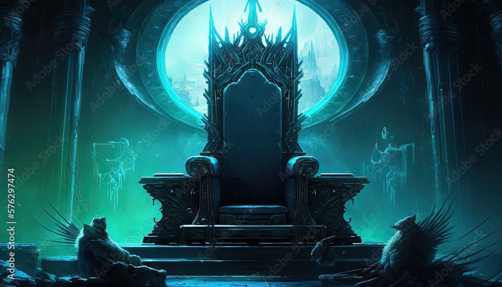 sci-fi fantasy throne with energy emerge sparkle behind, Generative Ai ...