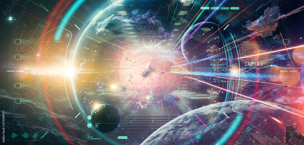 HUD ui futuristic user interface.3d global world map and business data ...