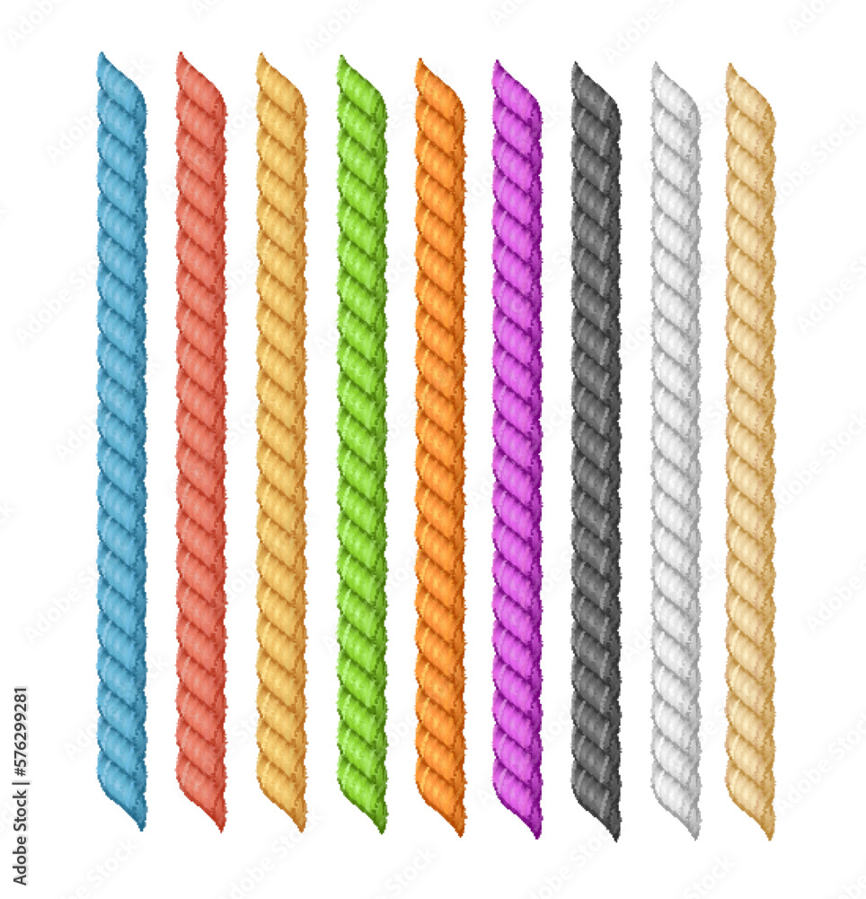 Realistic Detailed 3d Different Color Rope Set Element of Border of ...