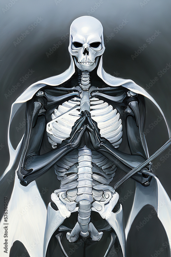 Grim Reaper full body skeleton face, extreme detailed, ultra realistic ...