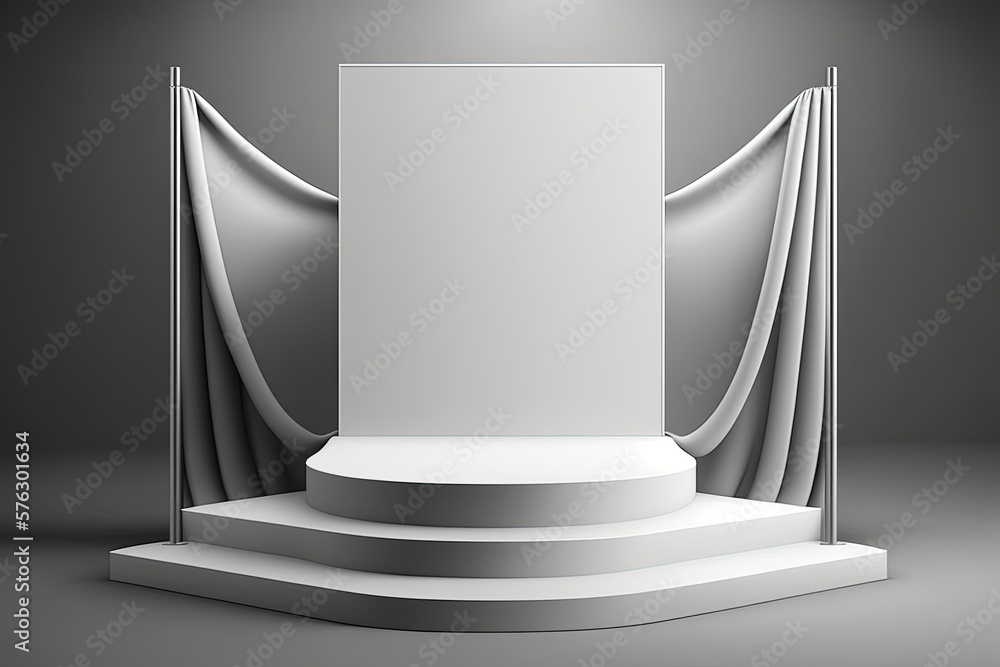Silver premium product template background, depicting a white beautiful ...