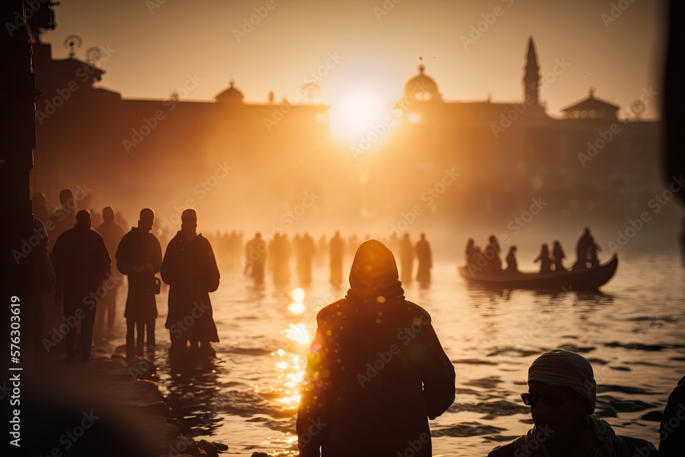 Spiritual Rituals: Pilgrims Taking a Dip in the Sacred Ganges River ...