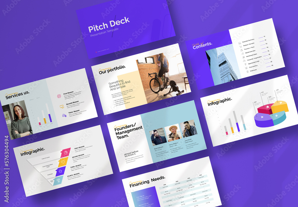 A4 Pitch Deck Presentation Layout Stock Template | Adobe Stock