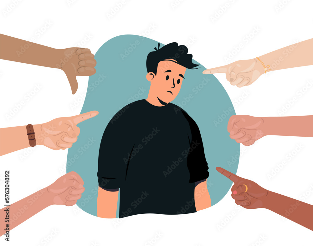 Hands pointing at victim, bullying and judging. Manipulation ...