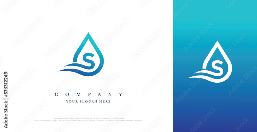 Letter S Logo With Water Symbol Stock Vector | Adobe Stock