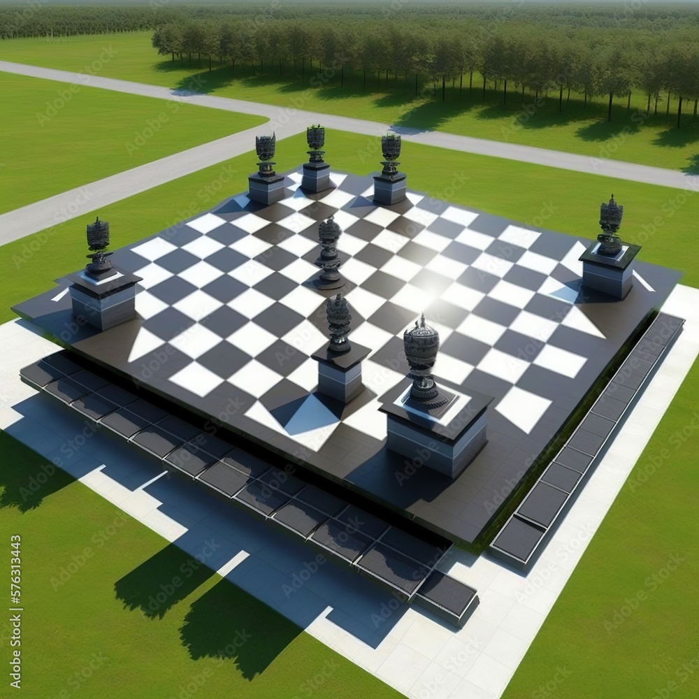 chess court made of solar cells checkered energy the sun shines in ...