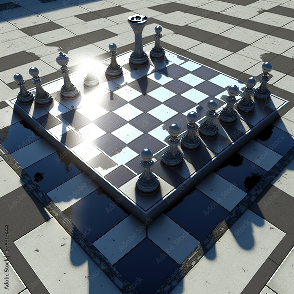 chess court made of solar cells checkered energy the sun shines in ...