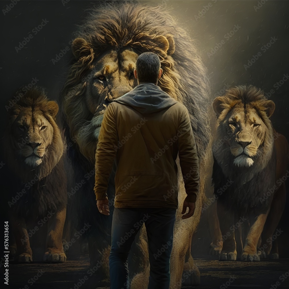 Daniel stands with his back to the lion pack a hiker in a not very ...