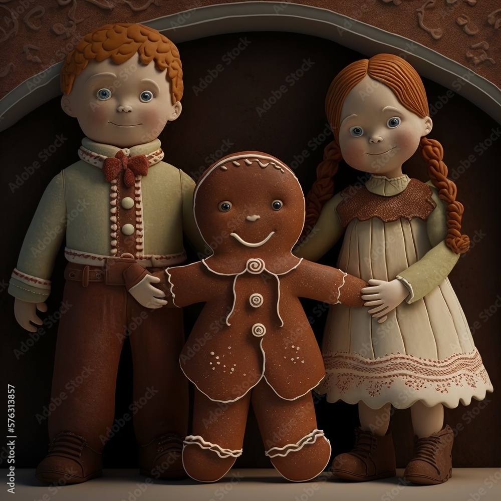 gingerbread family holding hands, boy and girl gingerbread child sweet ...