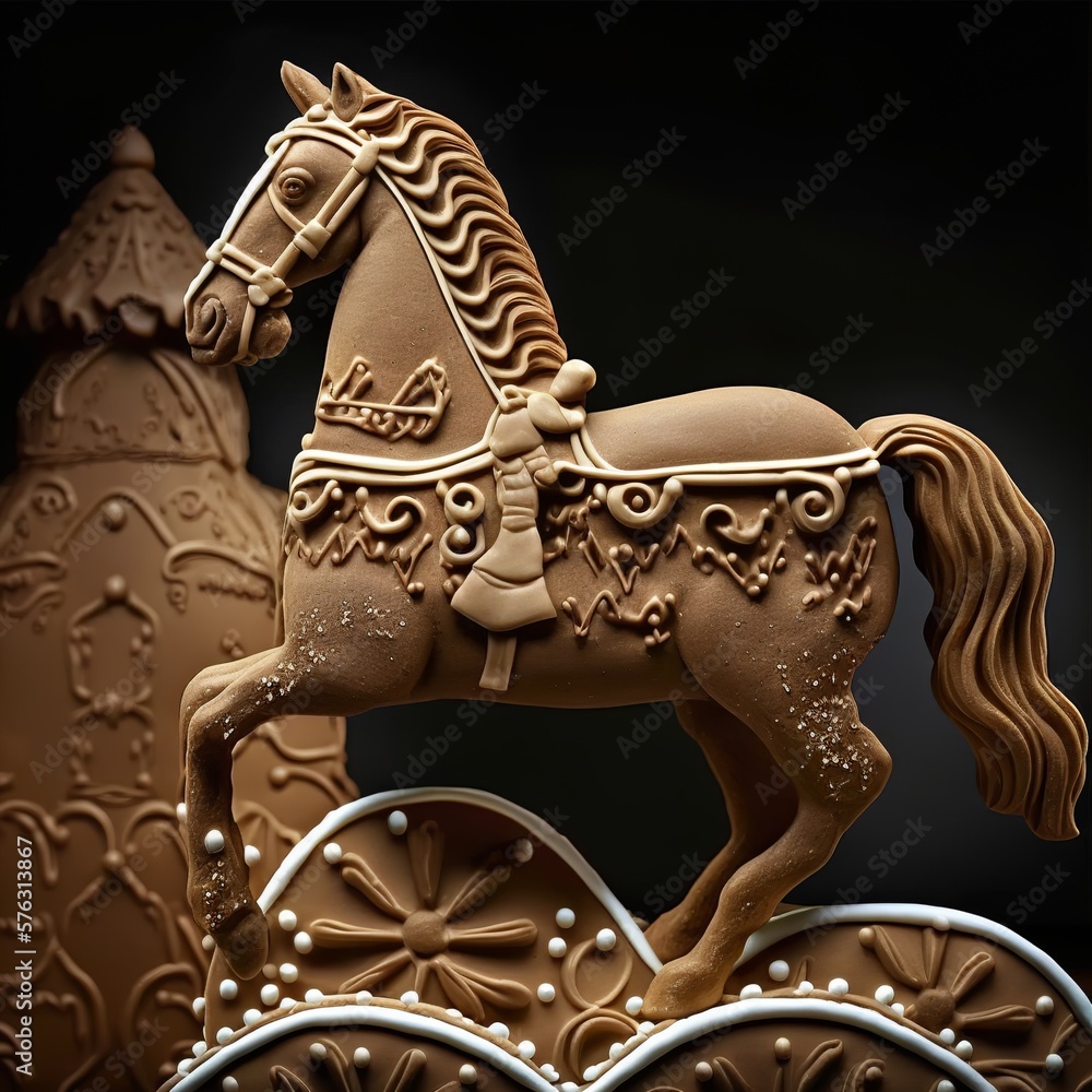 gingerbread figure gingerbread on a horse with black or white ...