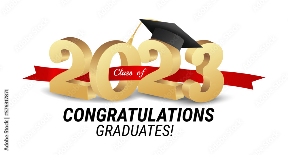 Class of 2023. Congratulations graduates gold graduation concept with ...
