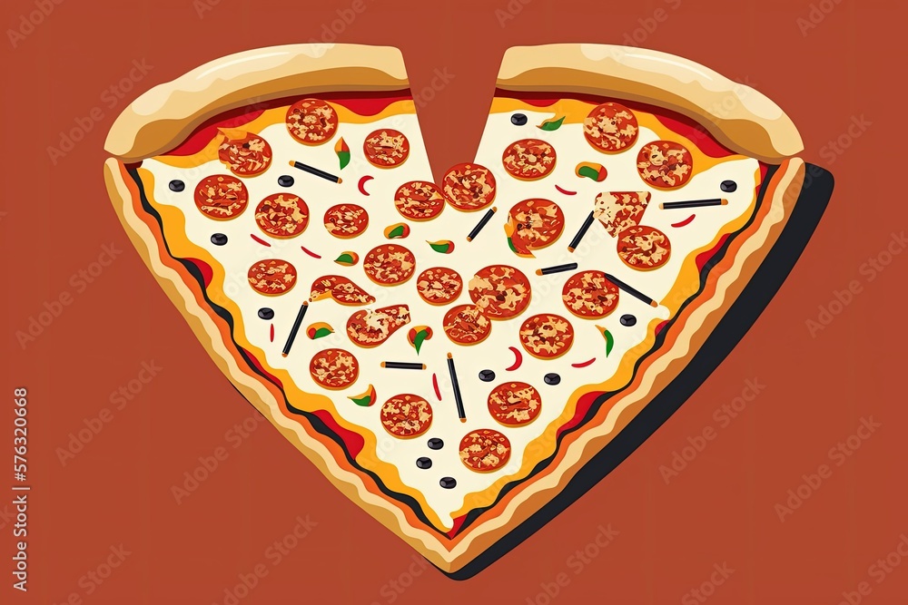 Feelings in the form of pizza. Slices of pizza in the shape of hearts ...