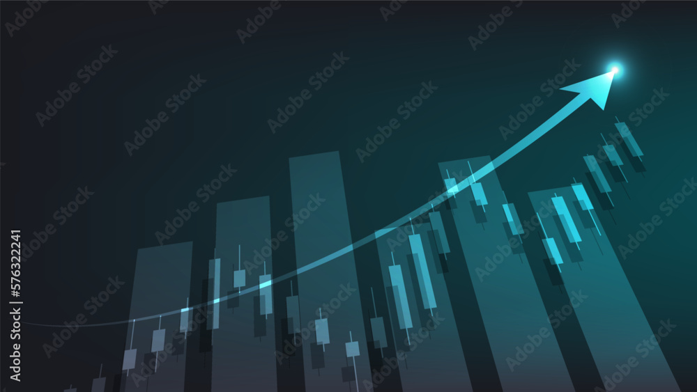 economy situation concept. Financial business statistics with bar graph ...