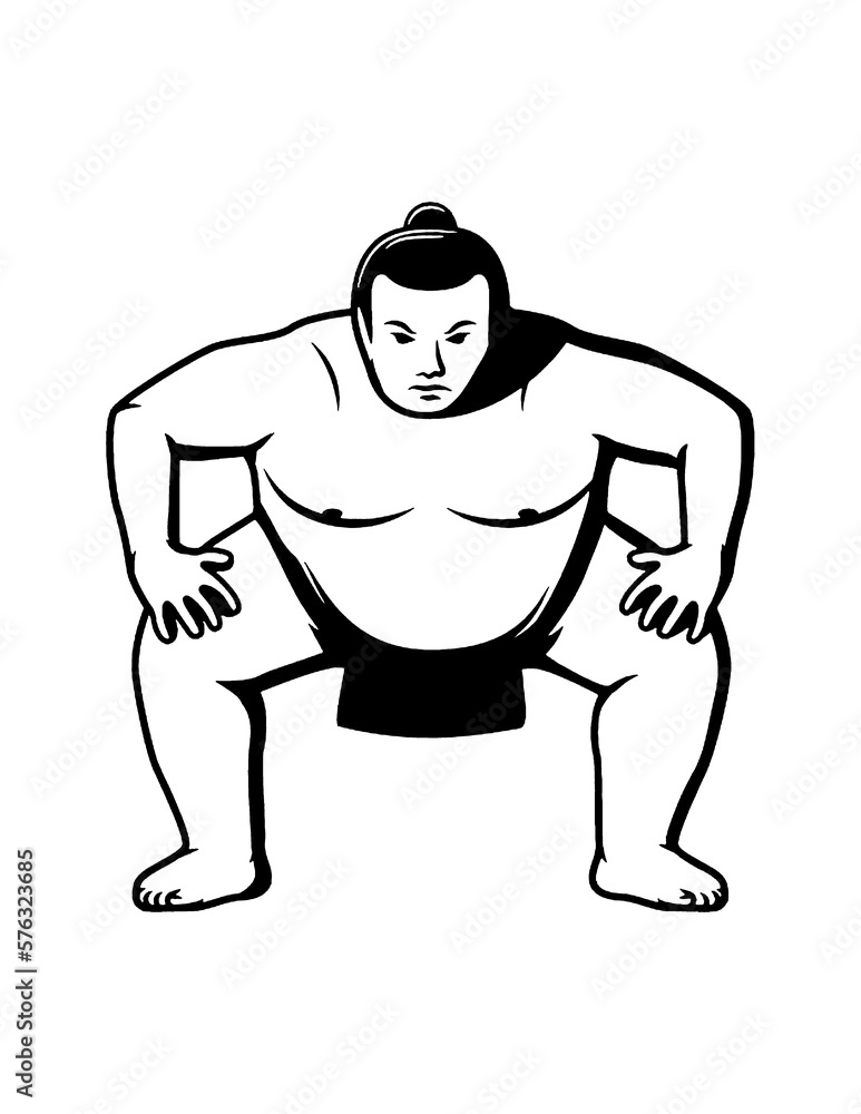 Sumo wrestler. Black and white vector illustration of sumo wrestler ...