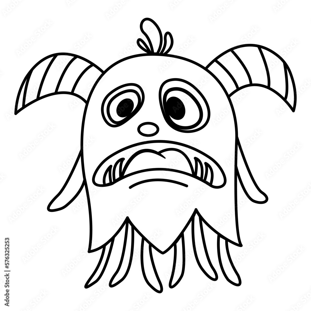 Cartoon Monster for Coloring Page. Vector Illustration of a Funny ...