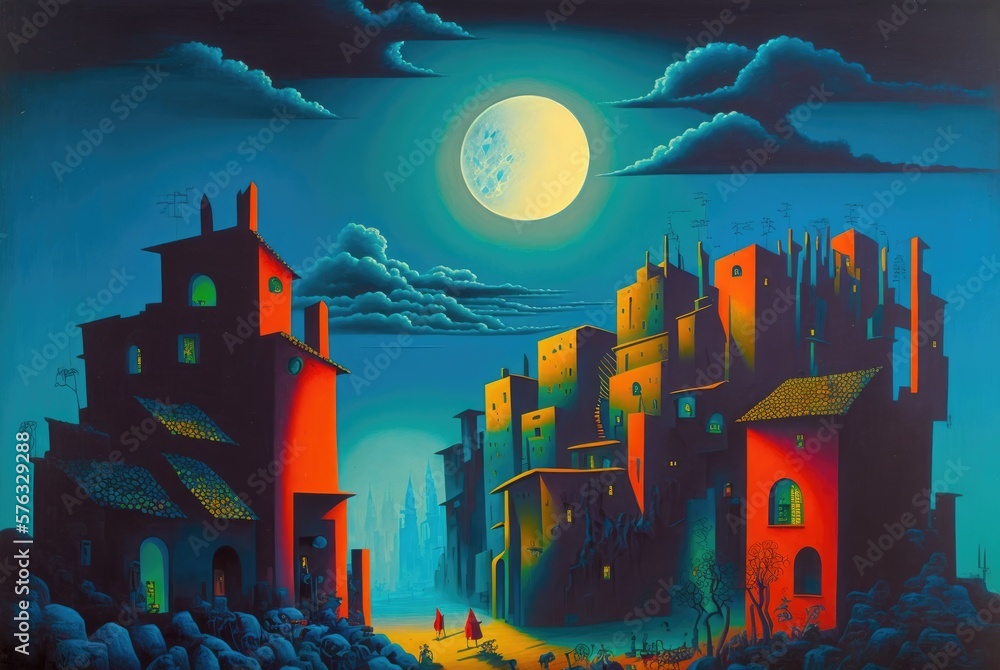 Photo Colorfully painted shanty town shacks and haphazardly built ...