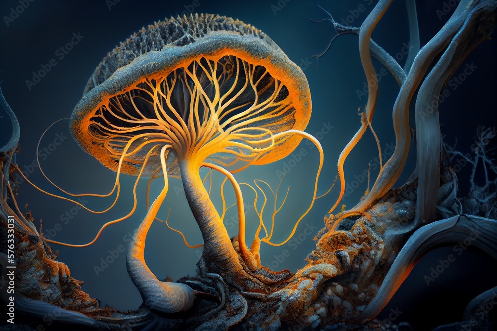 Abstract Mushroom Fungus Hypha Mycelium Tendrils, Scary Horrific ...