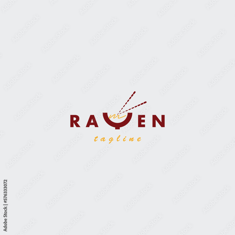 ramen logo vector design shaped chopstick noodle bowl for use brand ...