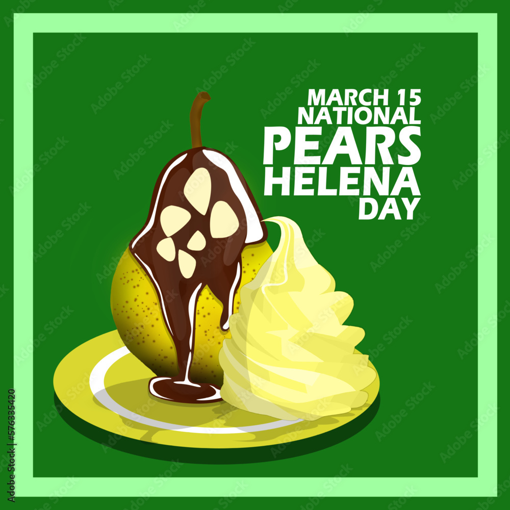 Pear smothered in melted chocolate with ice cream on a yellow plate ...