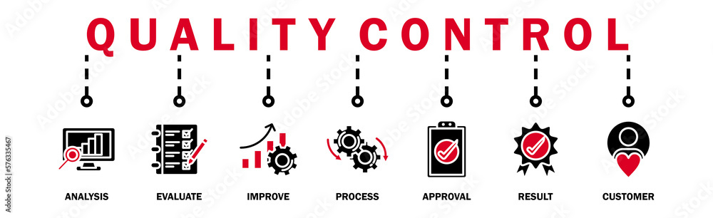 Quality control banner web icon vector illustration concept for product ...