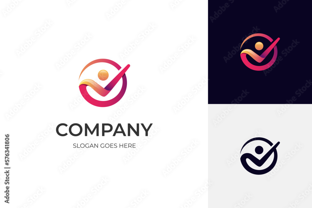 business success People Check Logo design, human good service icon ...