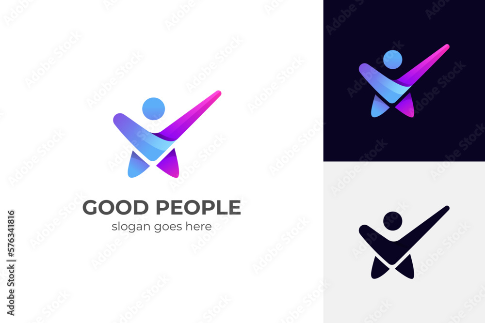 business success People Check Logo design, human good service icon ...