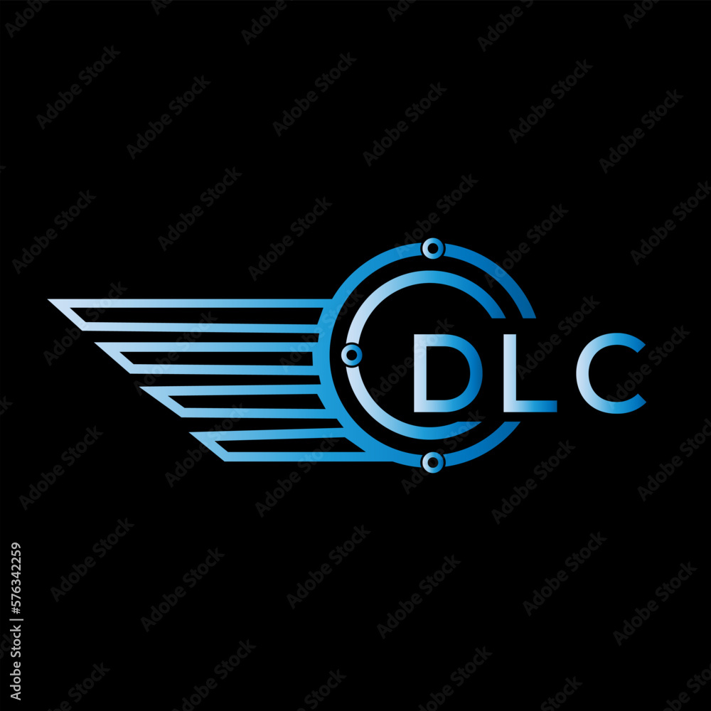 DLC logo, letter logo. DLC blue image on black background. DLC ...