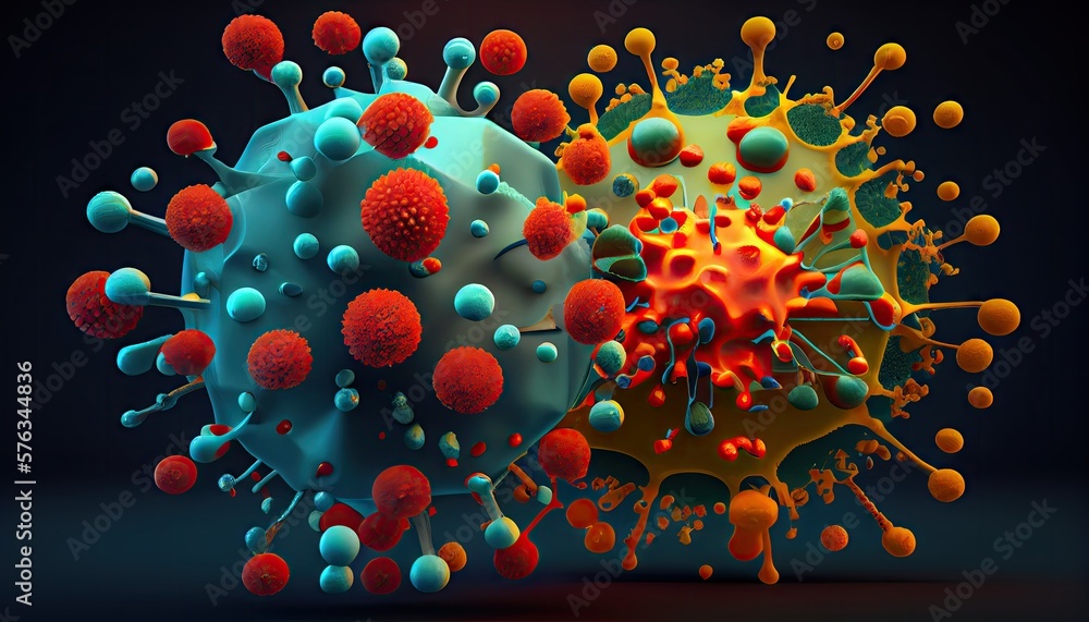 Microbes fighting with human immune system created with Generative AI ...