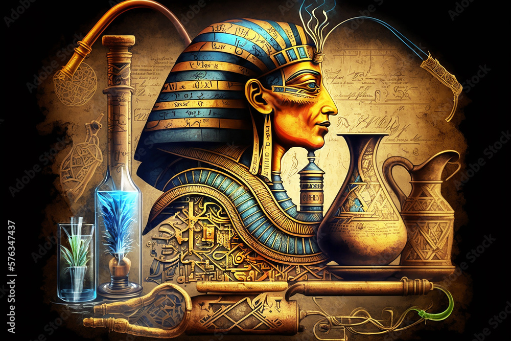 The art of ancient Egypt, paintings, frescoes. Generative AI Stock ...