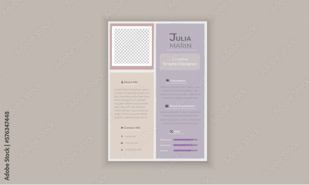 Modern Unique Resume Design Template Stock Vector | Adobe Stock