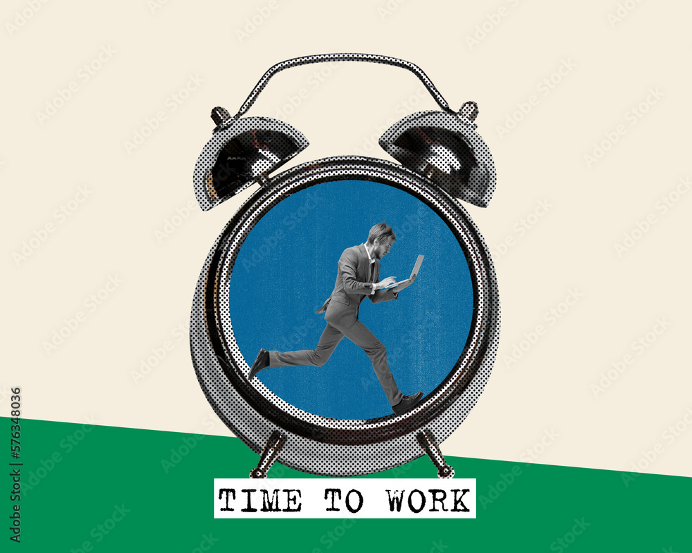 Foto de Conceptual design. Contemporary art collage. Businessman in ... Foto de Conceptual design. Contemporary art collage. Businessman in ...