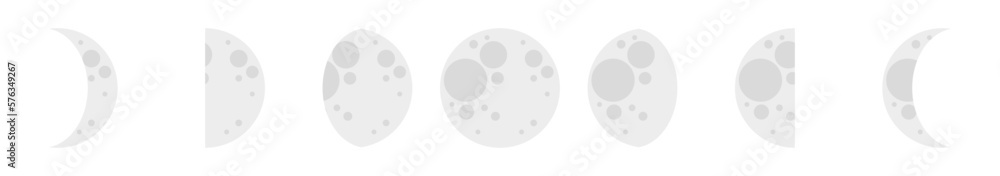 Border illustration with white silver moon phase cycles. Can be used ...