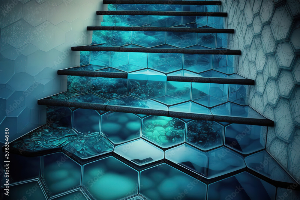 Hexagon Honeycomb Futuristic Fantasy Stair Background Wallpaper ...