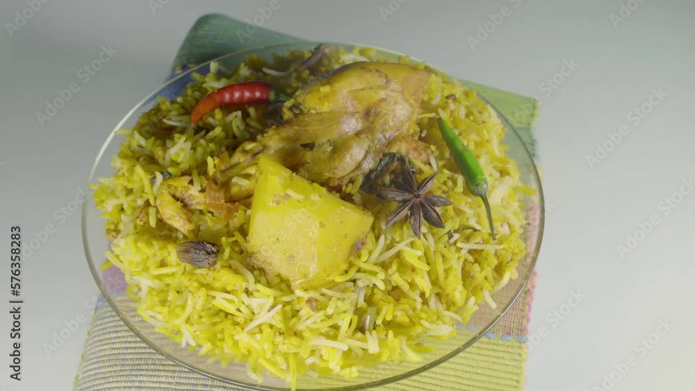 Top View of Chicken Biryani Rice, Traditional spicy indian food ...